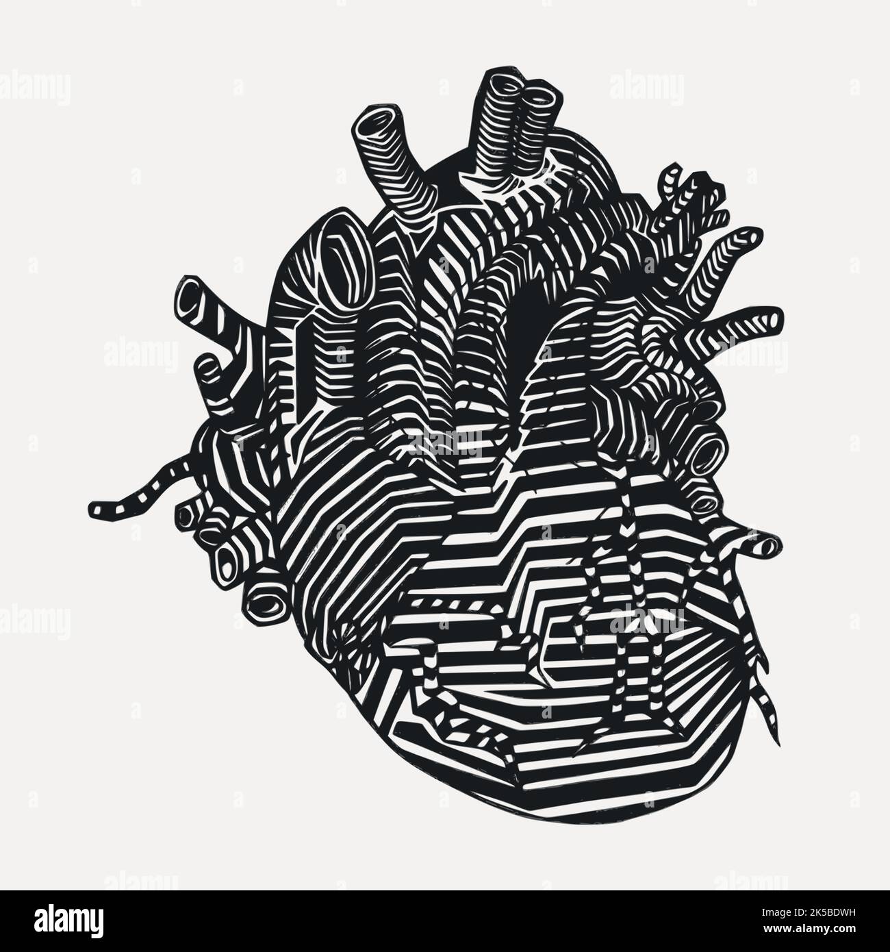Abstract heart drawing, vintage illustration vector Stock Vector Image ...