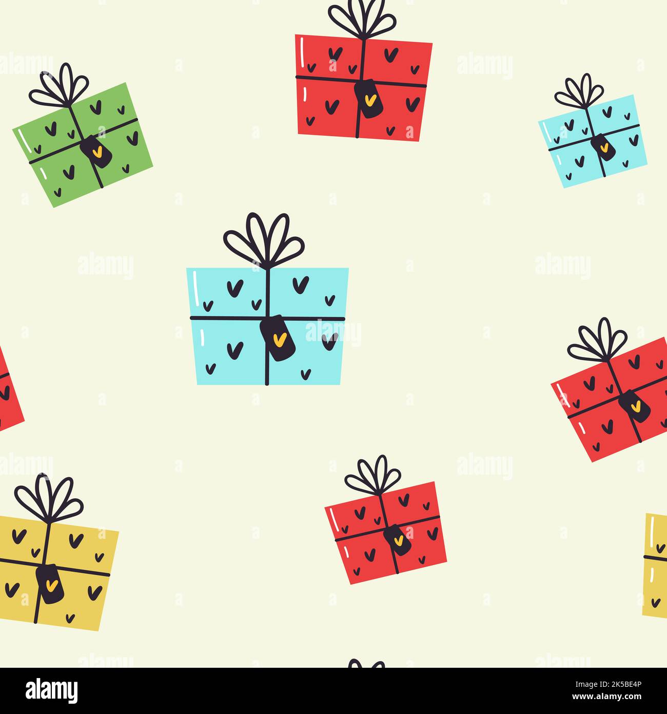 Cute gift boxes seamless pattern. Vector colorful festive background ...