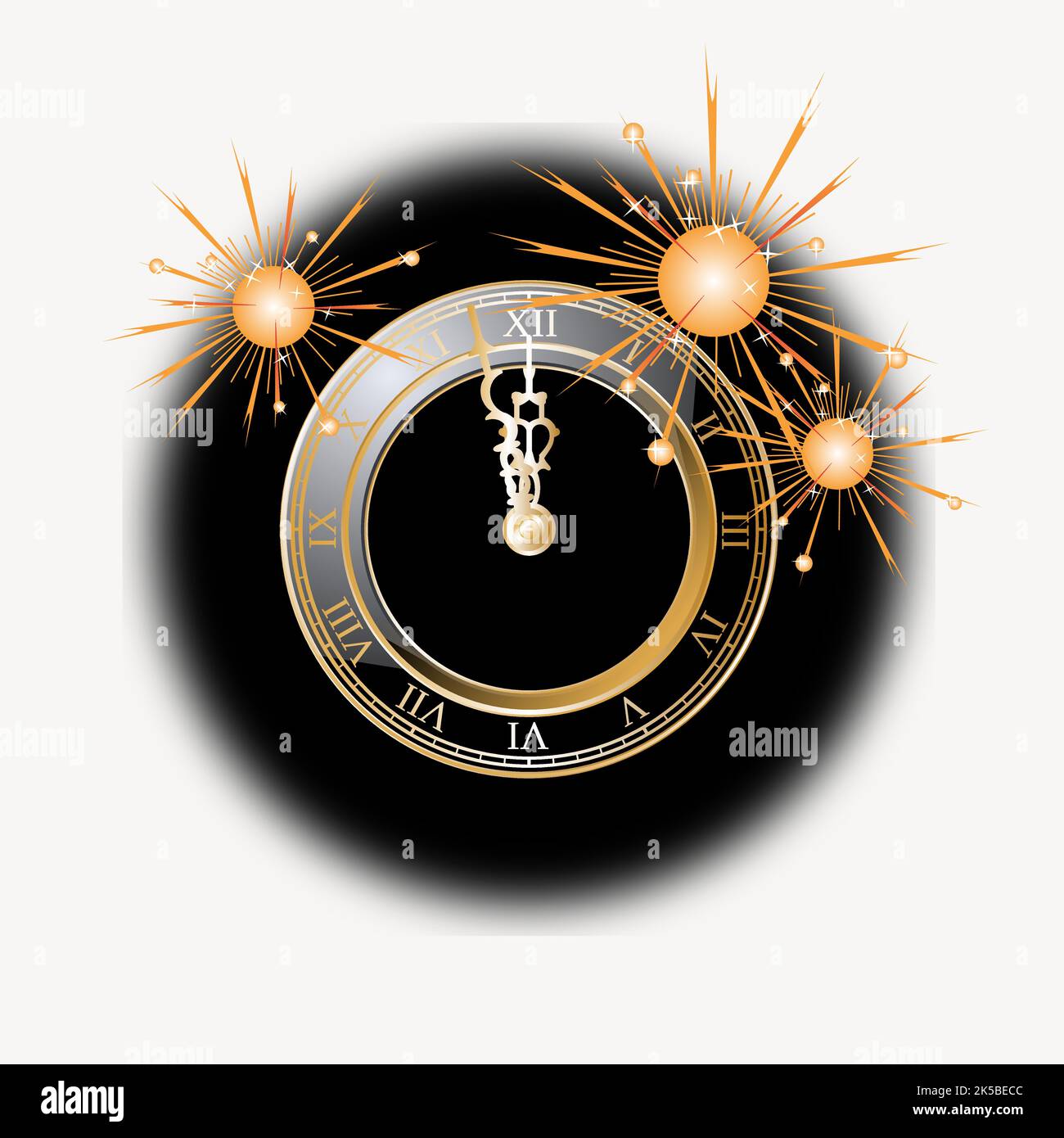 New Year clock clipart, illustration vector Stock Vector Image & Art ...