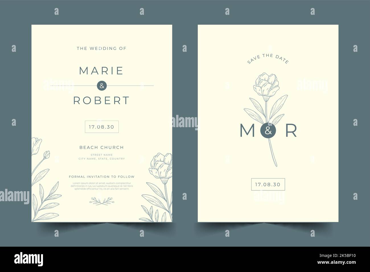 hand drawn wedding invitation vector design illustration Stock Vector ...