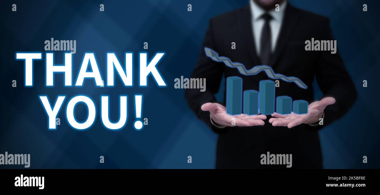 Conceptual display Thank You. Concept meaning replaying on something good or greetings with ...