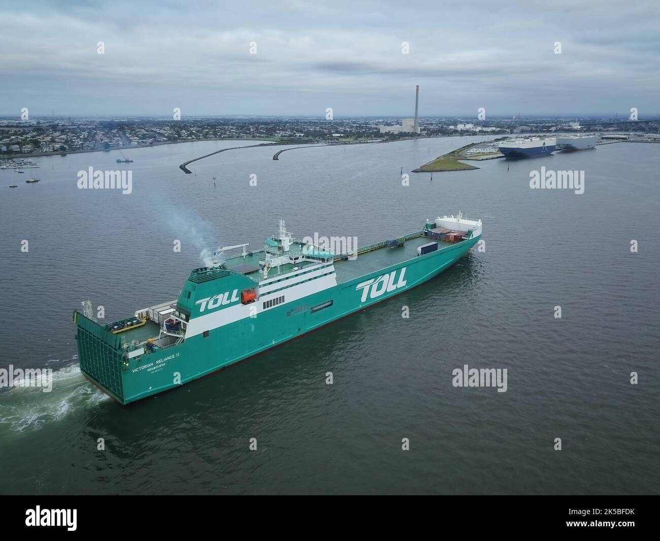The Toll Group container ship with empty decks arriving at the port of ...