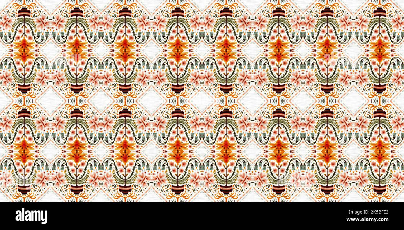 Boho botanical cottage core seamless border. Trendy decorative folklore ...