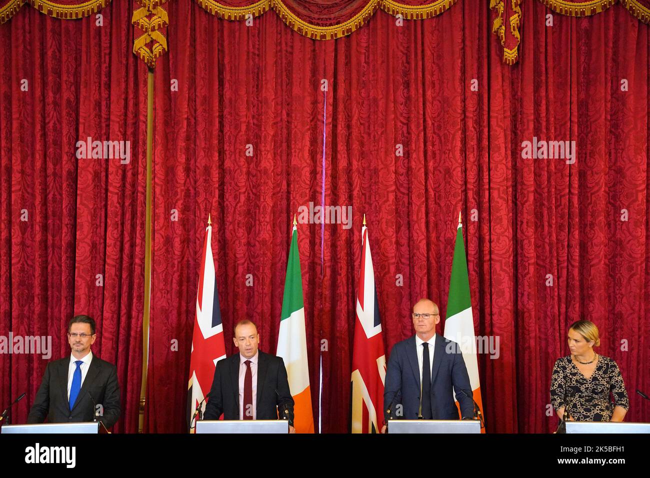(left to right) Minister of State for Northern Ireland Steve Baker, the ...