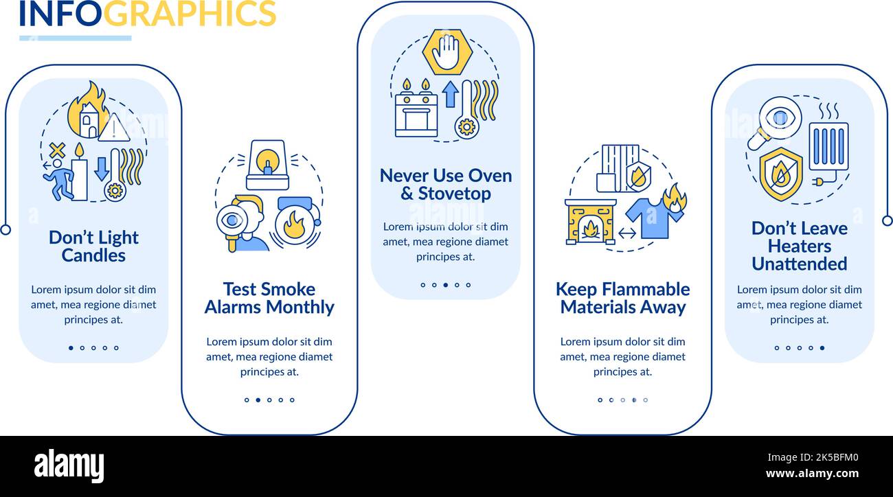 Winter fire protection rules rectangle infographic template Stock ...
