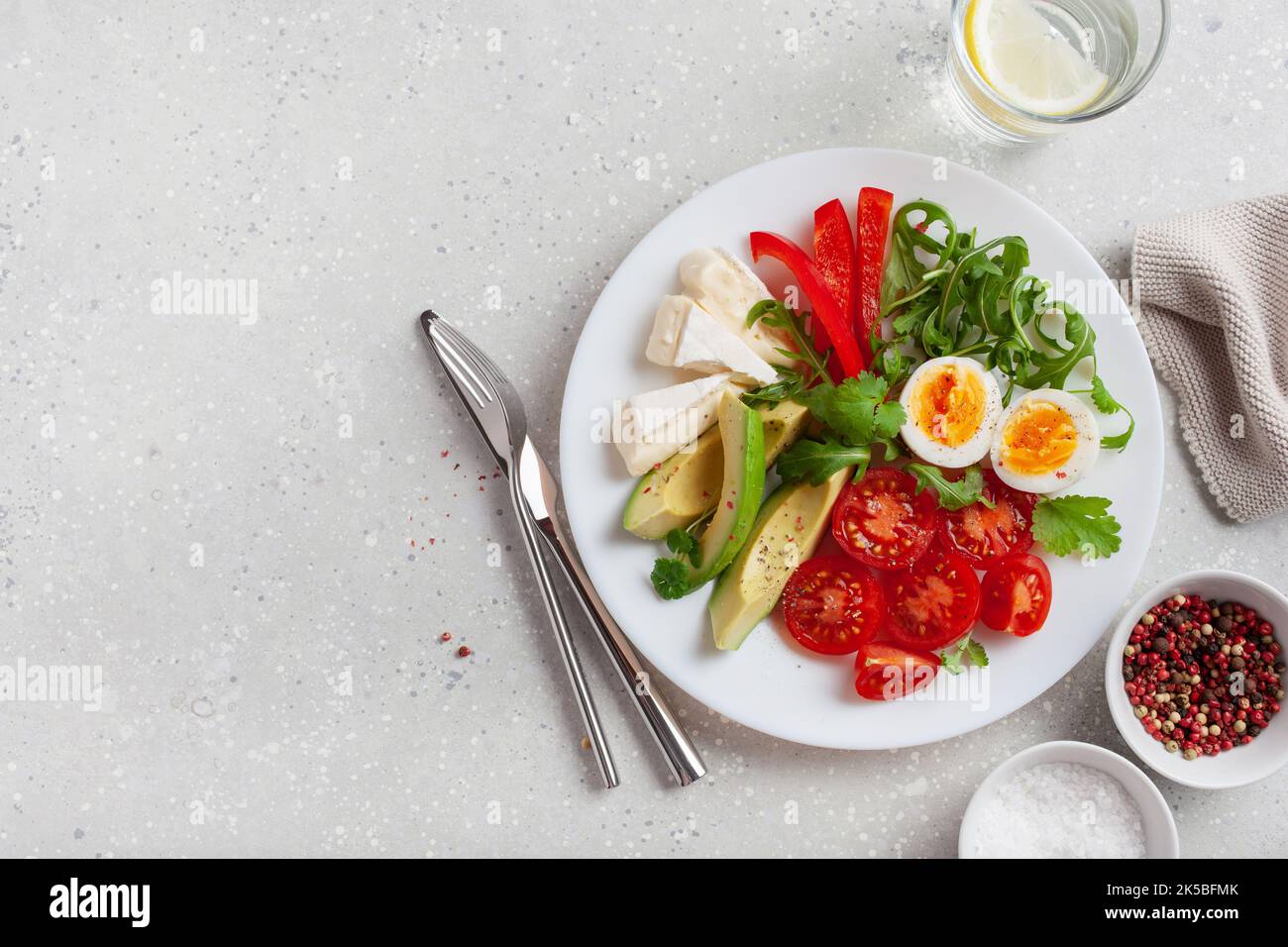 keto diet breakfast egg avocado brie cheese tomato bell pepper Stock ...