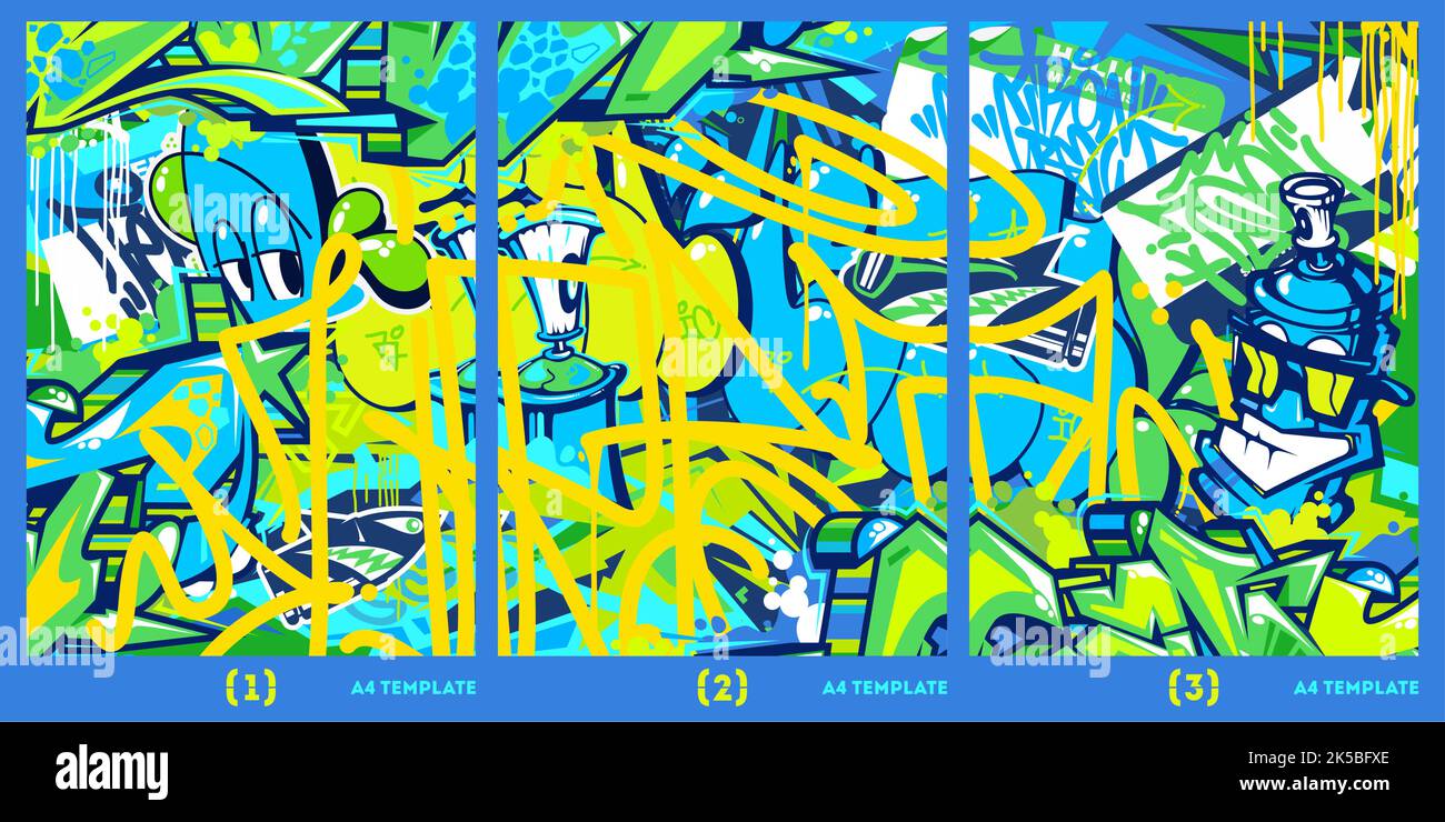 Abstract Colorful Urban Graffiti Style A4 Poster Vector Illustration ...