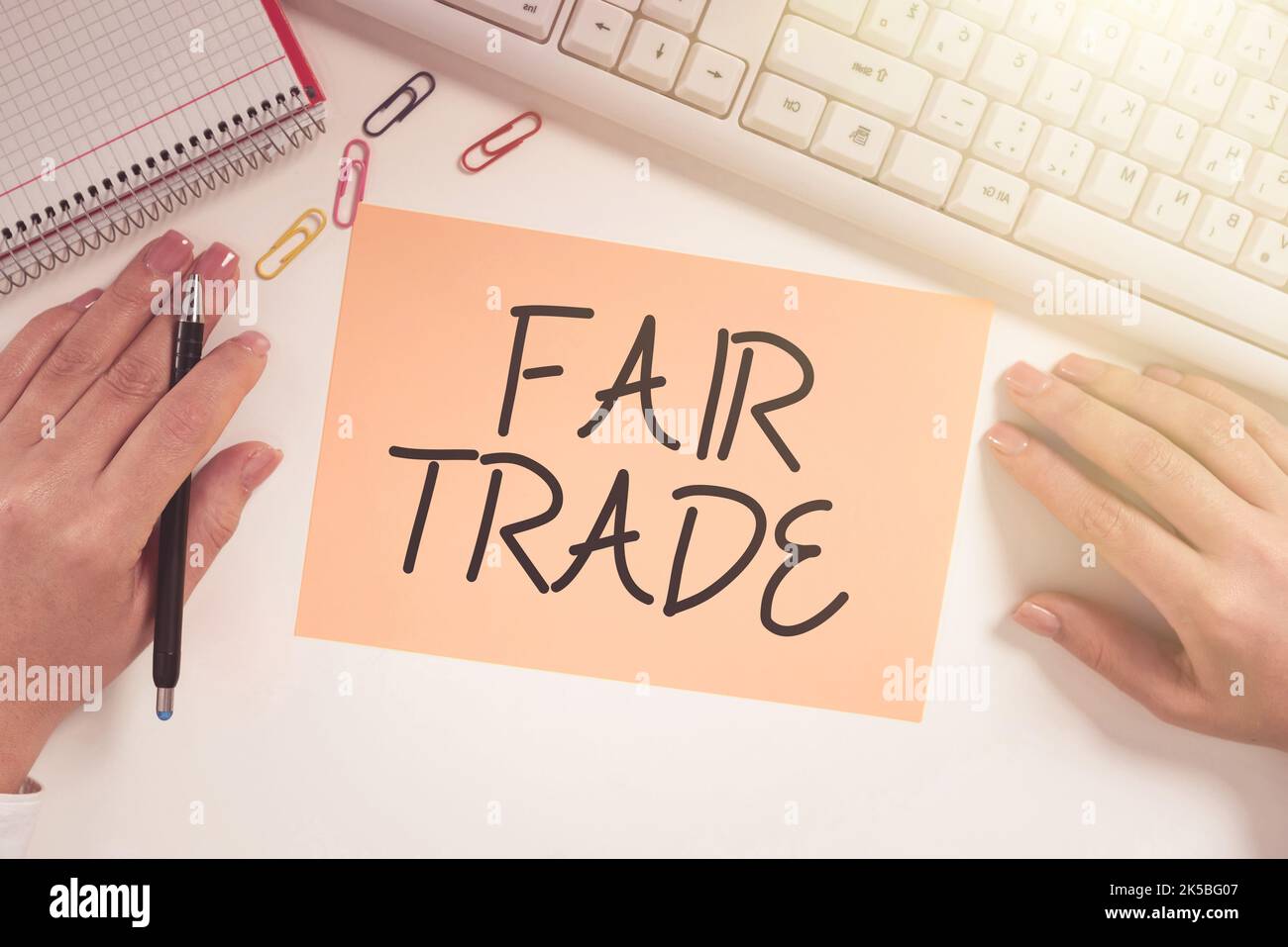 Writing displaying text Fair Trade. Conceptual photo Small increase by ...