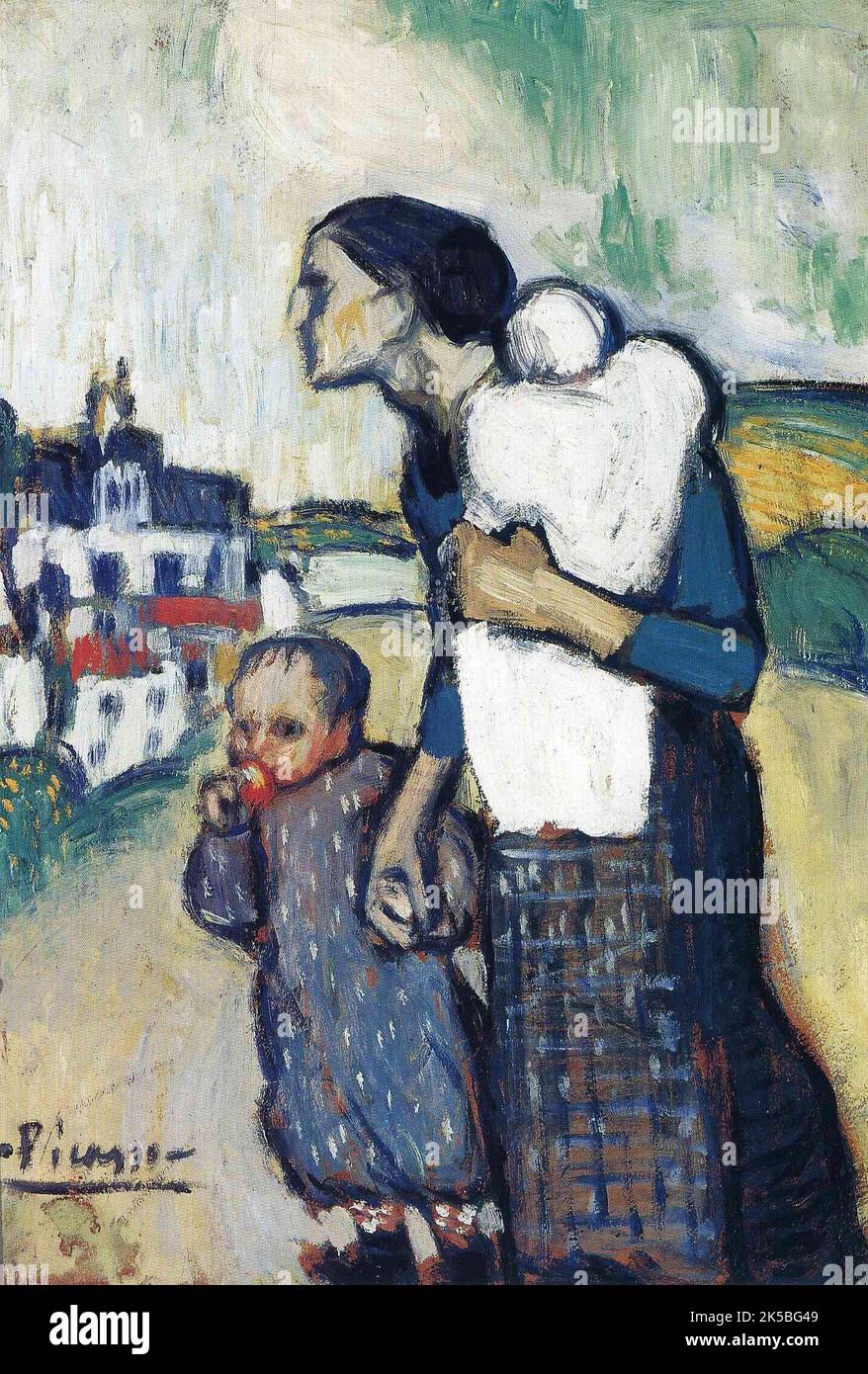 Pablo Picasso/ The mother leading two children, 1901. 74.4 x 51.4 cm ...