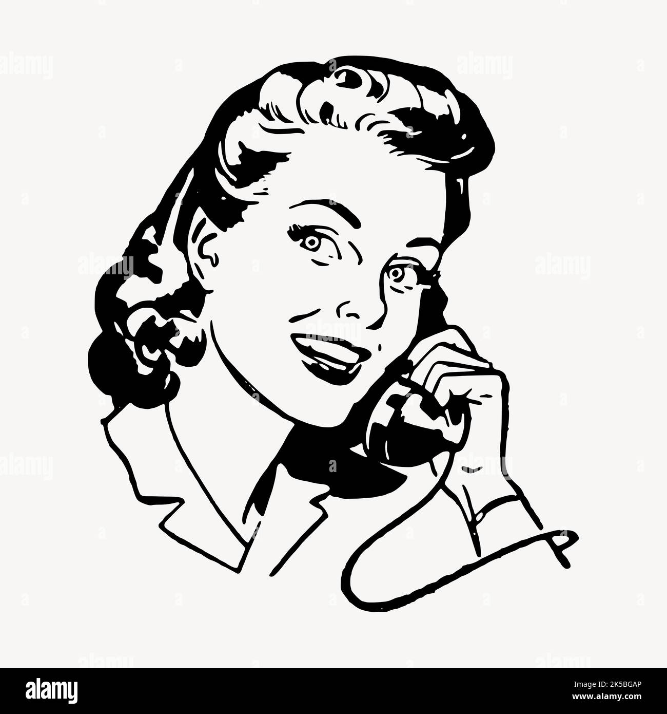 Woman on phone drawing, illustration vector Stock Vector Image & Art ...