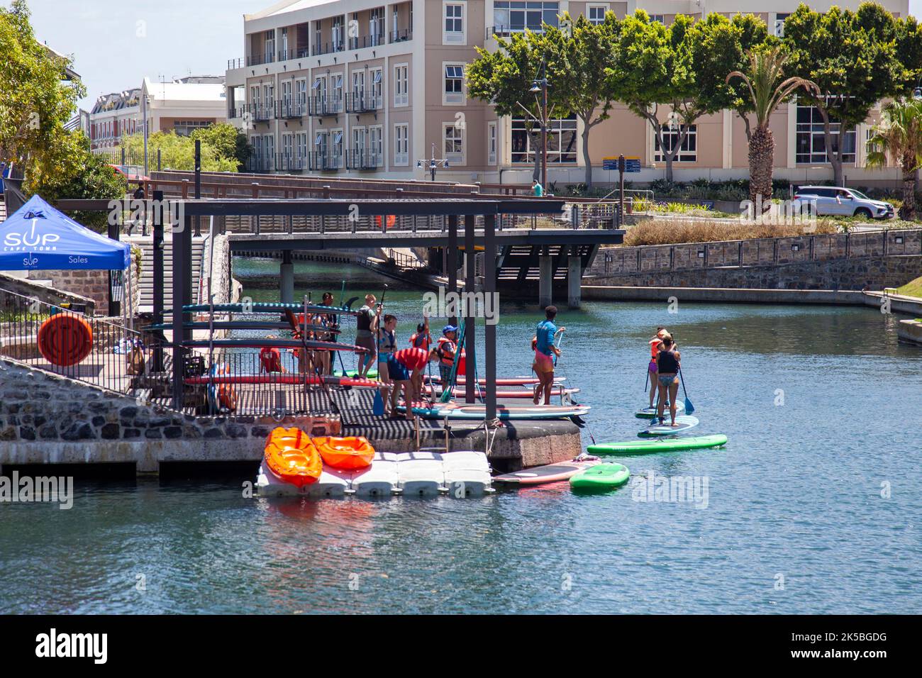 Paddleboarding on Battery Park Canals, Cape Town - South Africa Stock ...