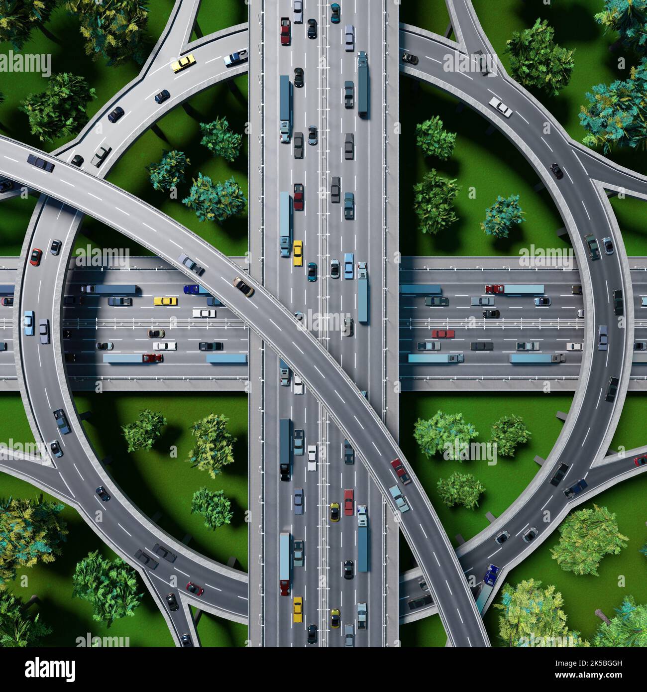 Highway intersection/ road interchange - view from the above - 3D ...