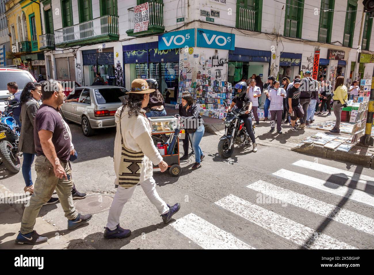 Bogota Colombia,Veracruz Calle 16 intersection pedestrian pedestrians ...