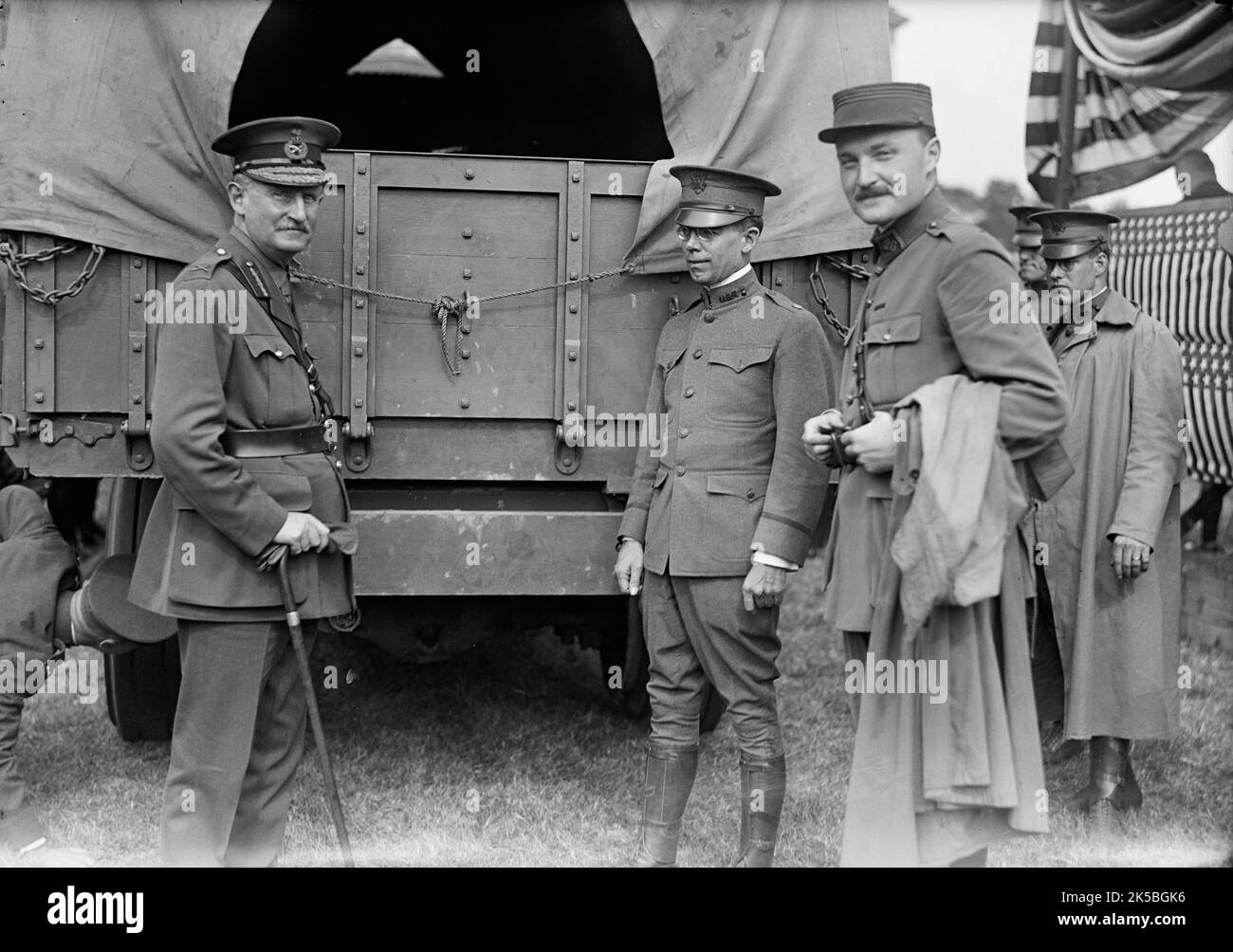 Army, U.S. Motor Truck Inspection, 1917. British and French officers, First World War ...