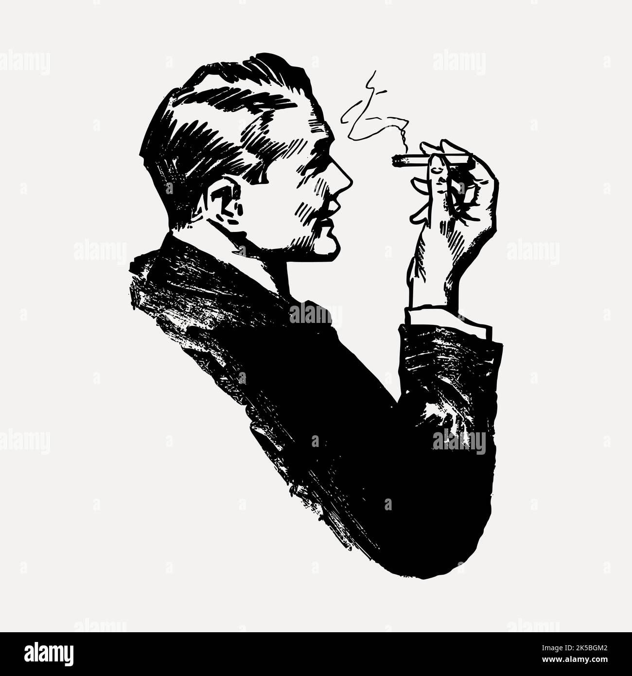 Smoking man drawing, vintage illustration vector Stock Vector Image ...