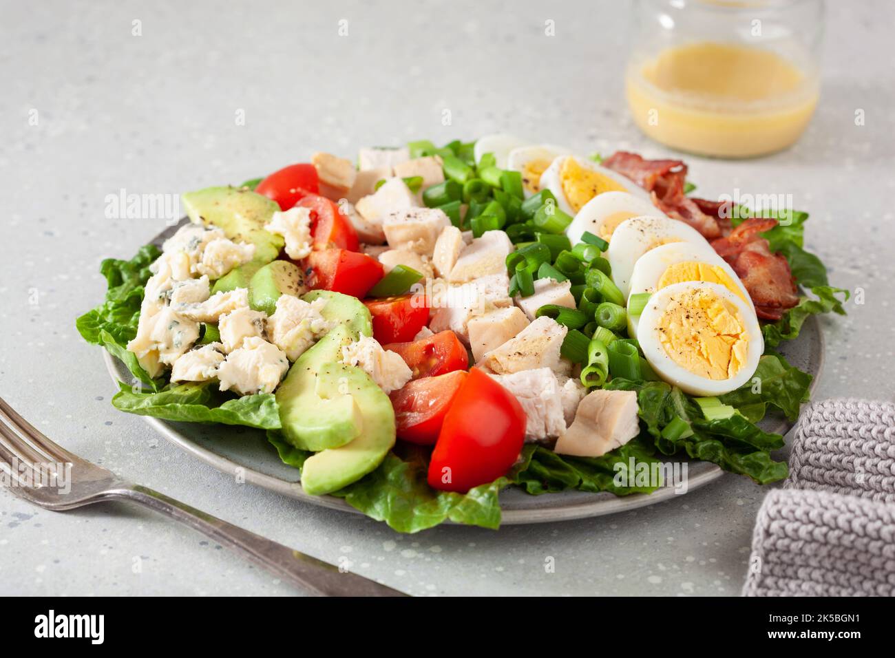 healthy American Cobb salad with egg bacon avocado chicken tomato ...