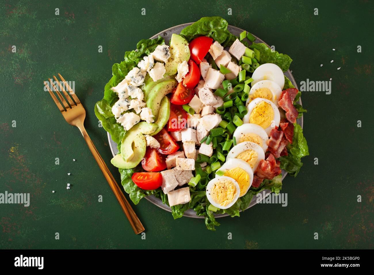 healthy American Cobb salad with egg bacon avocado chicken tomato ...