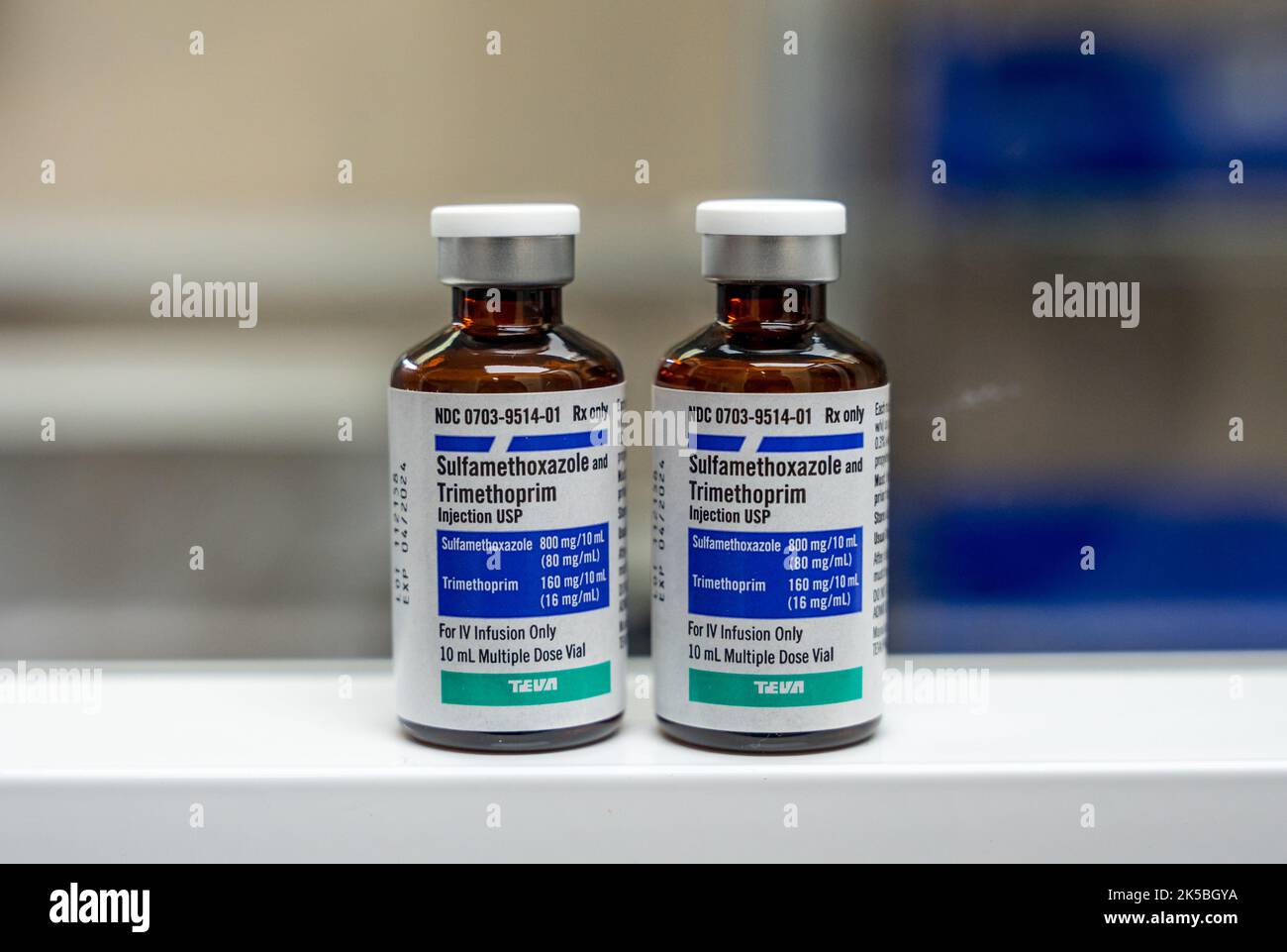 A closeup shot of Sulfamethoxazole treating or preventing infection ...