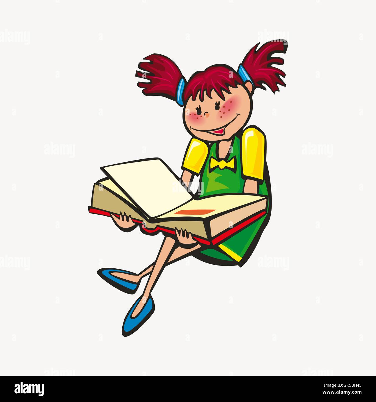 Reading girl clipart, illustration vector Stock Vector Image & Art - Alamy