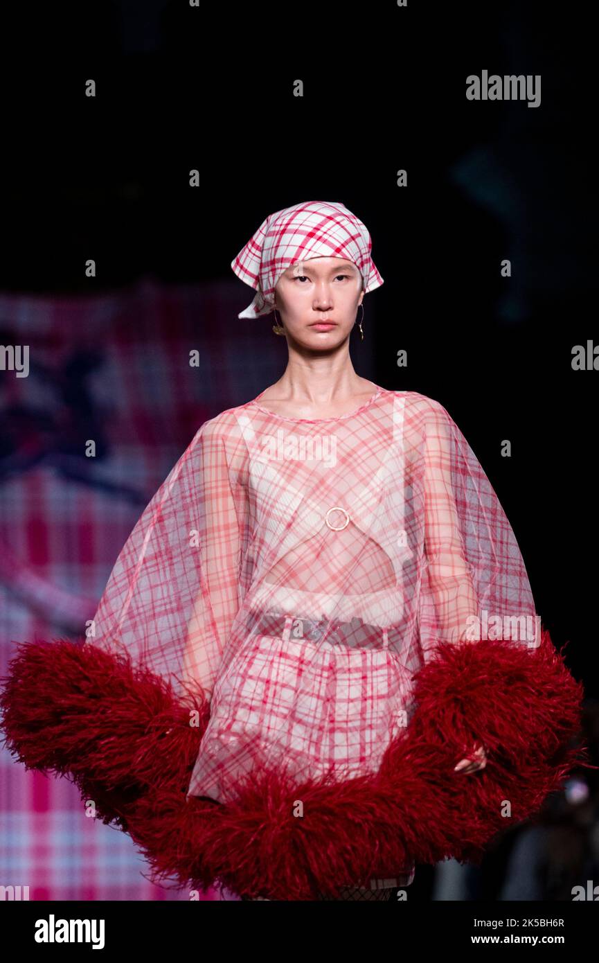London, UK. 7 October 2022. A model wears a look at Thebe Magugu’s ...