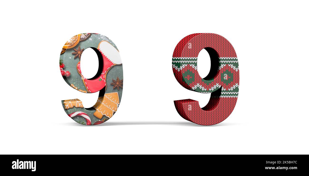 Christmas number - two three dimensional numbers with textures with ...