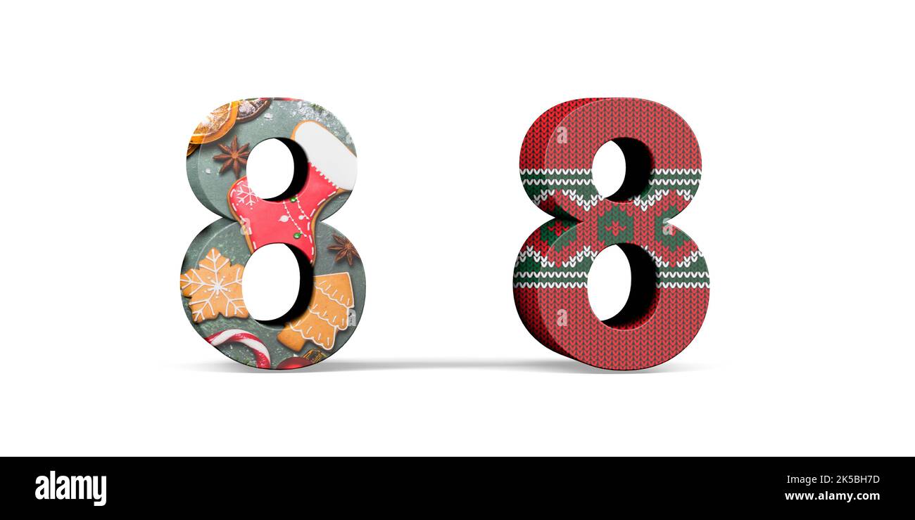 Christmas number - two three dimensional numbers with textures with ... Christmas number - two three dimensional numbers with textures with ...