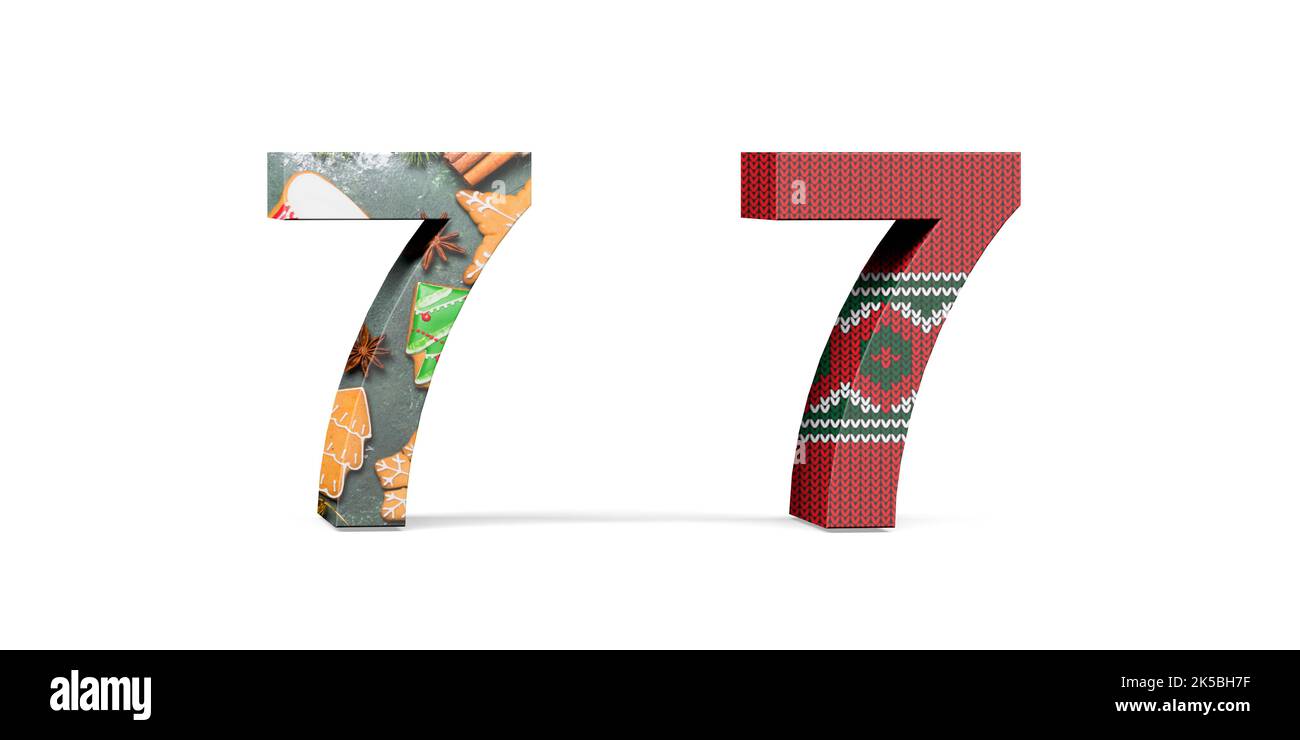 Christmas number - two three dimensional numbers with textures with ... Christmas number - two three dimensional numbers with textures with ...