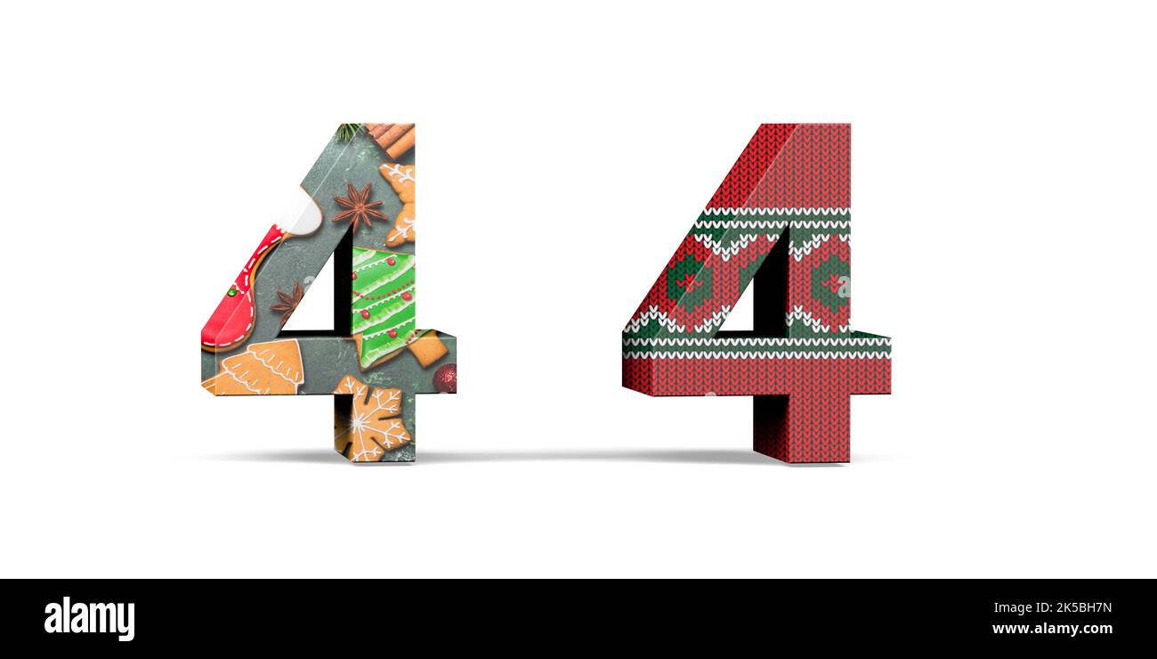 Christmas number - two three dimensional numbers with textures with ...