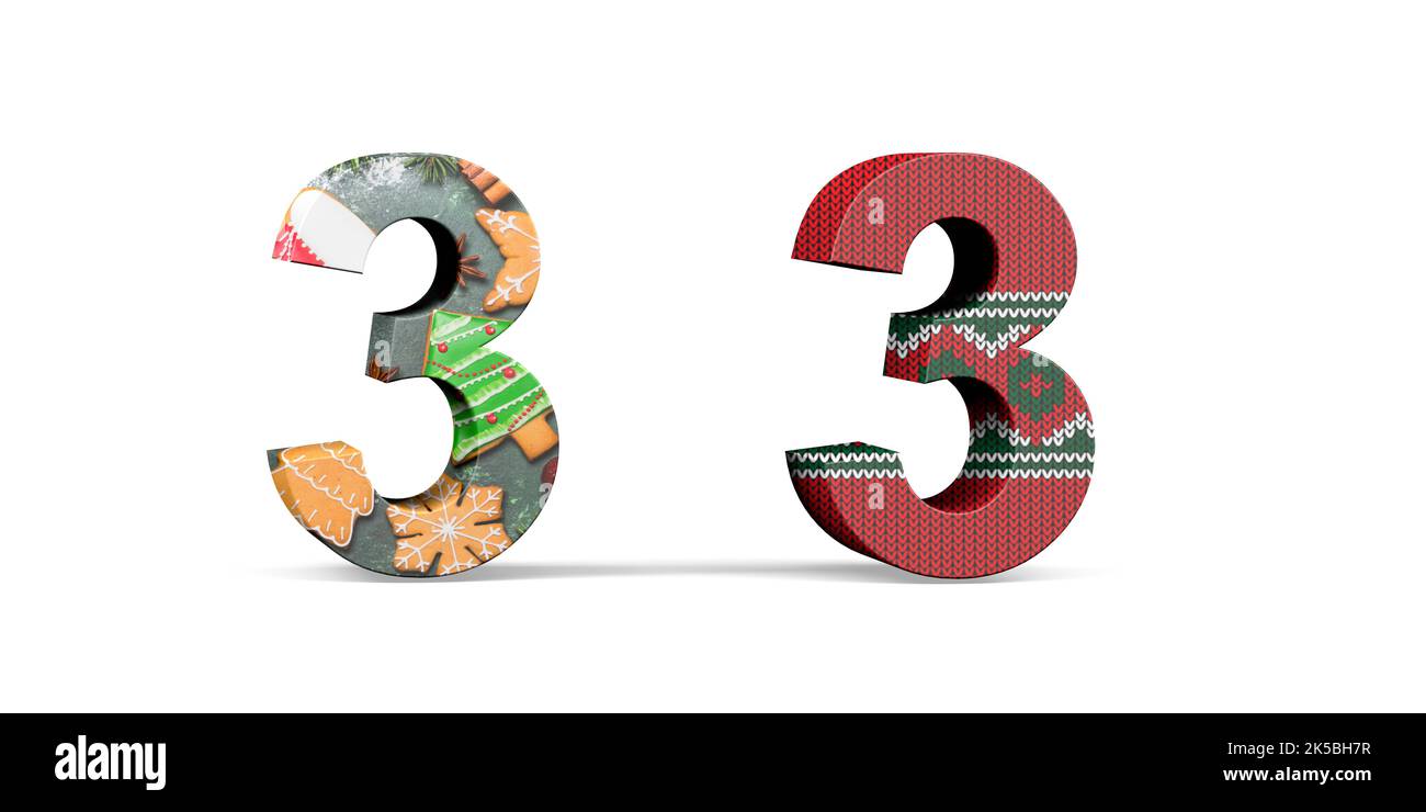 Christmas number - two three dimensional numbers with textures with ...