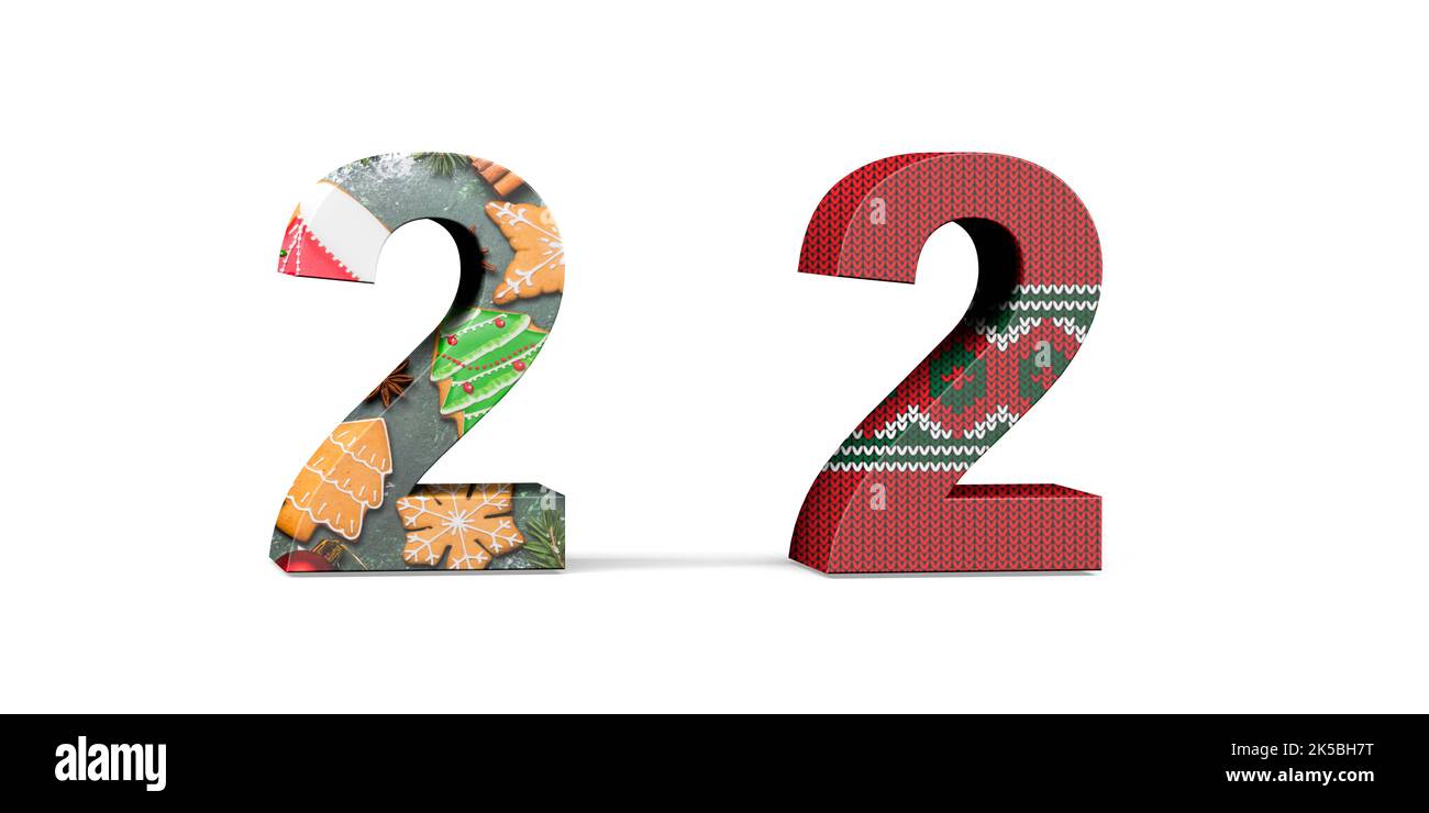 Christmas number - two three dimensional numbers with textures with ...