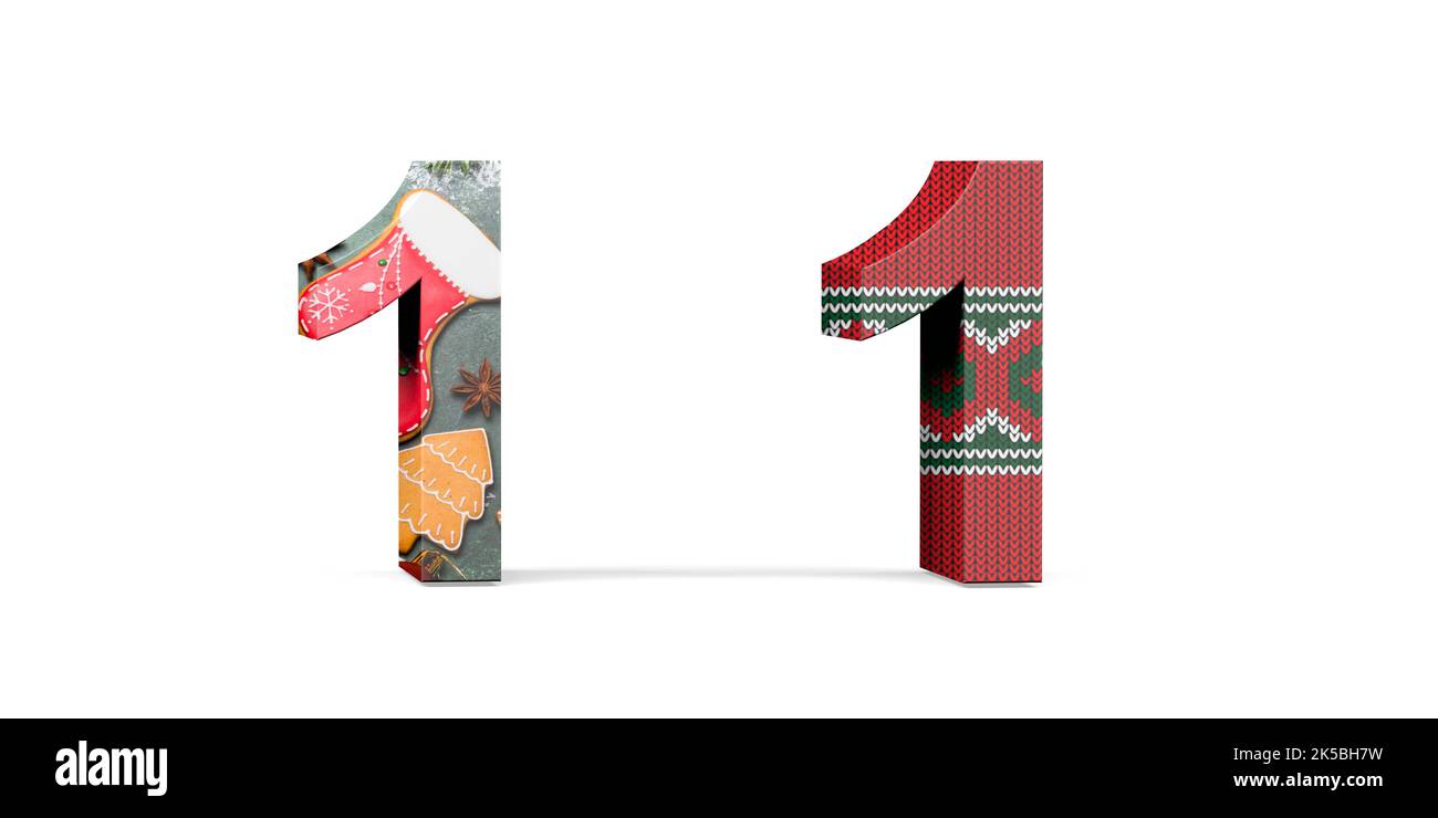 Christmas number - two three dimensional numbers with textures with ... Christmas number - two three dimensional numbers with textures with ...