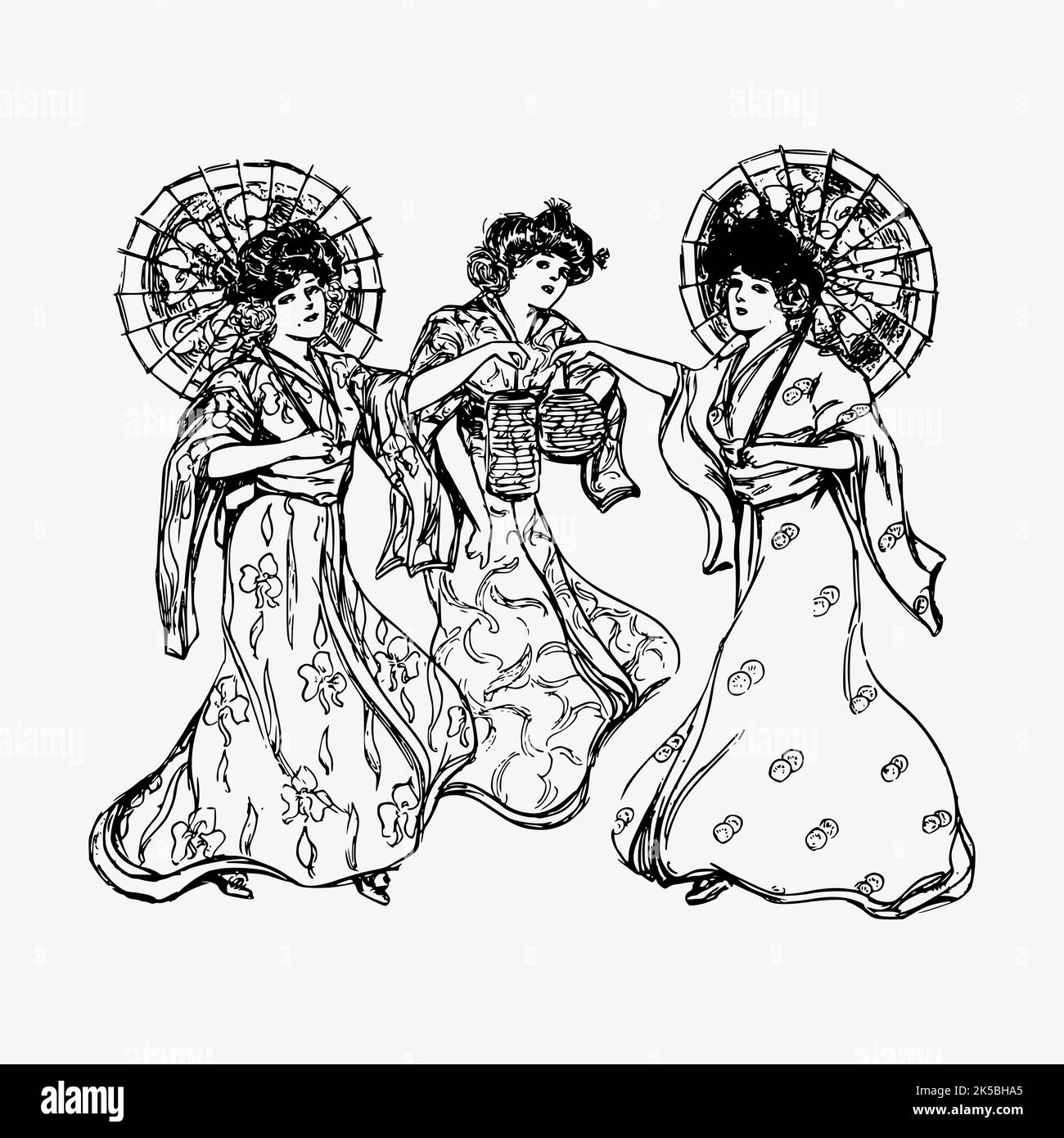 Women's kimono drawing, illustration vector Stock Vector Image & Art ...