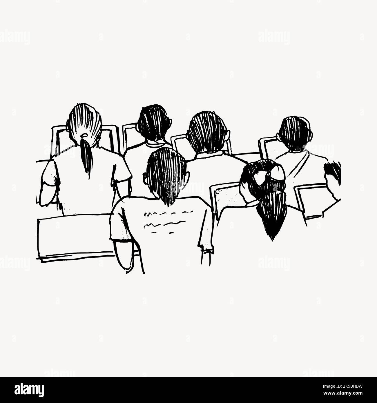 Classroom students collage element, drawing illustration vector Stock ...