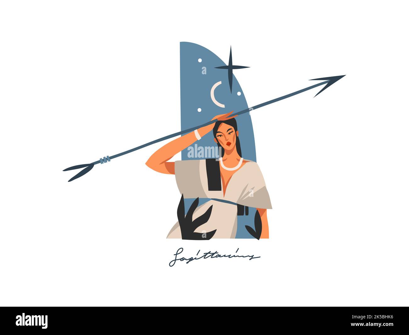 Hand drawn vector stock abstract flat graphic illustration with zodiac ...