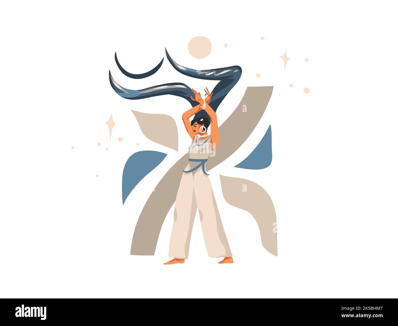 Hand drawn vector stock abstract flat graphic illustration with zodiac ...