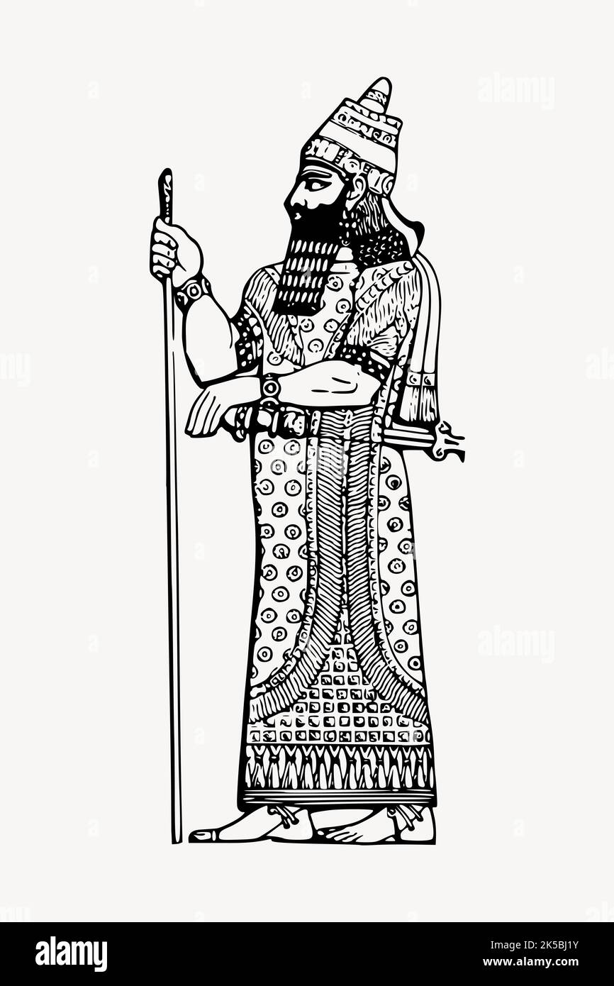 Assyrian king drawing, illustration vector Stock Vector Image & Art - Alamy