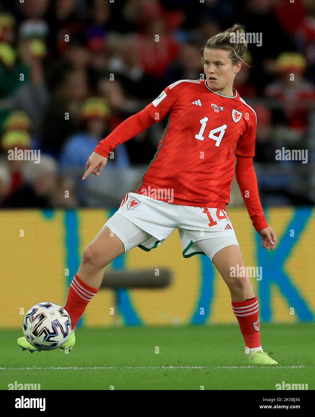 Wales’ Hayley Ladd in action during the FIFA Women's World Cup play-off ...