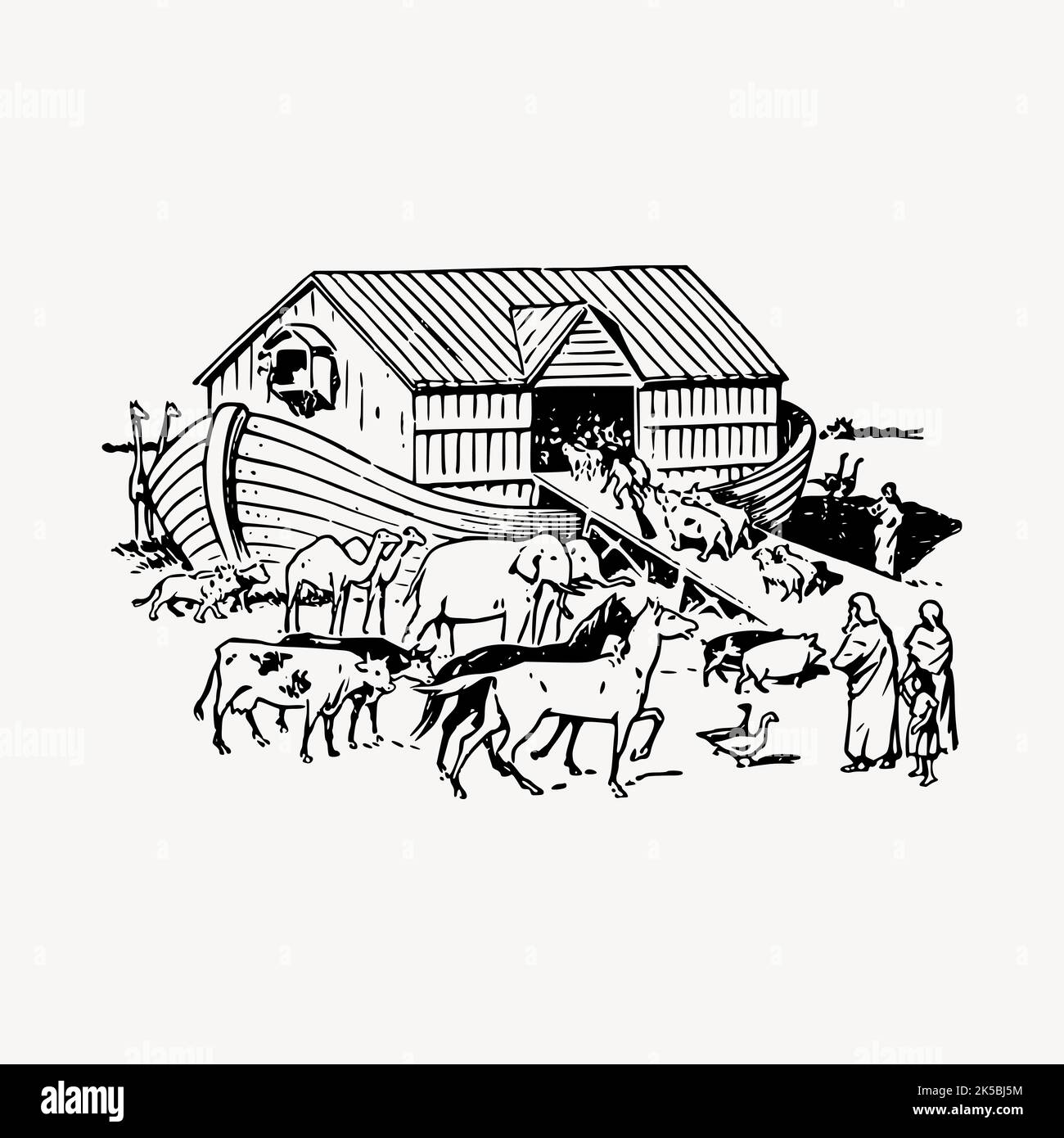 Noah's Ark collage element, drawing illustration vector Stock Vector ...