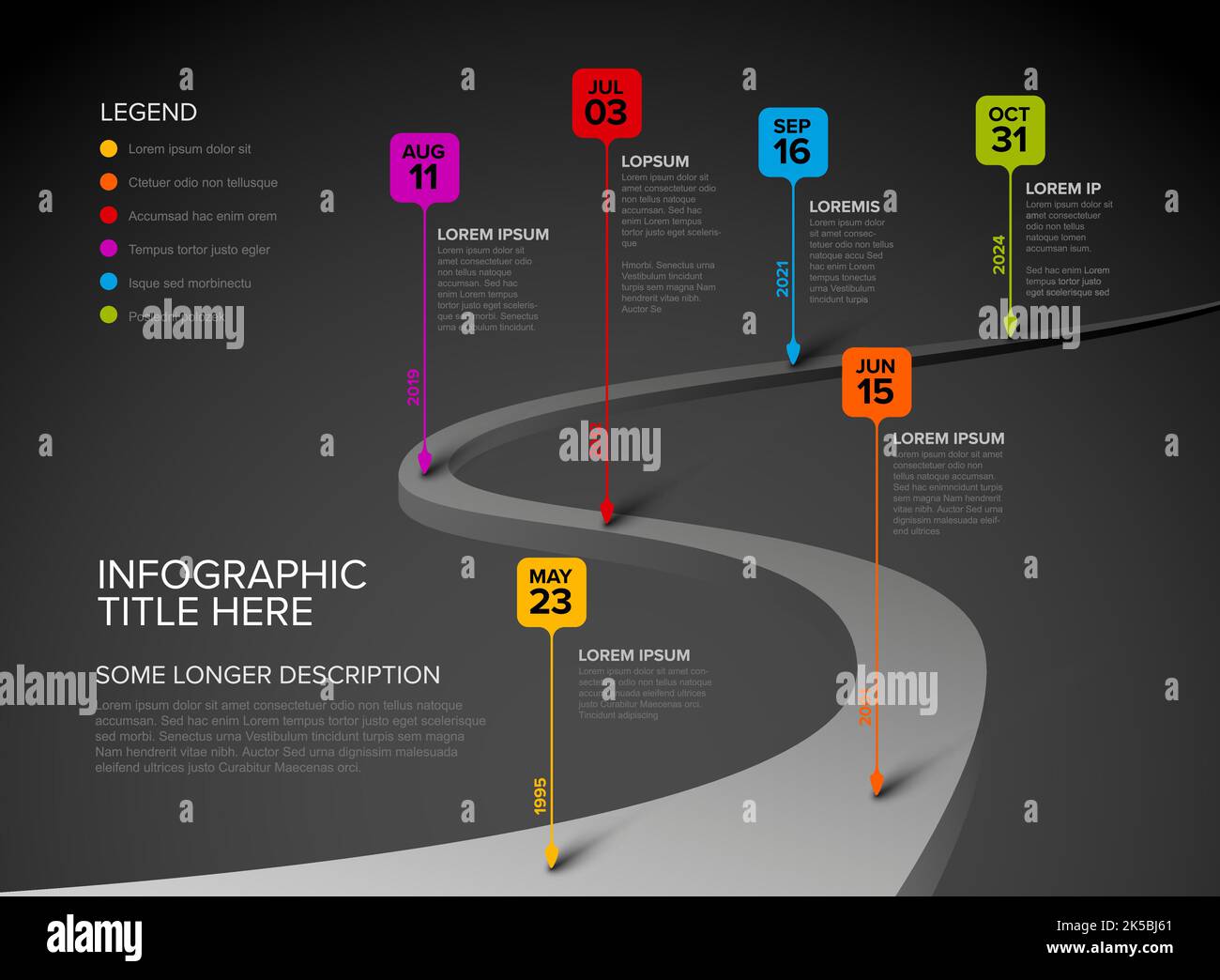 Colorful vector infographic timeline report template with six square ...