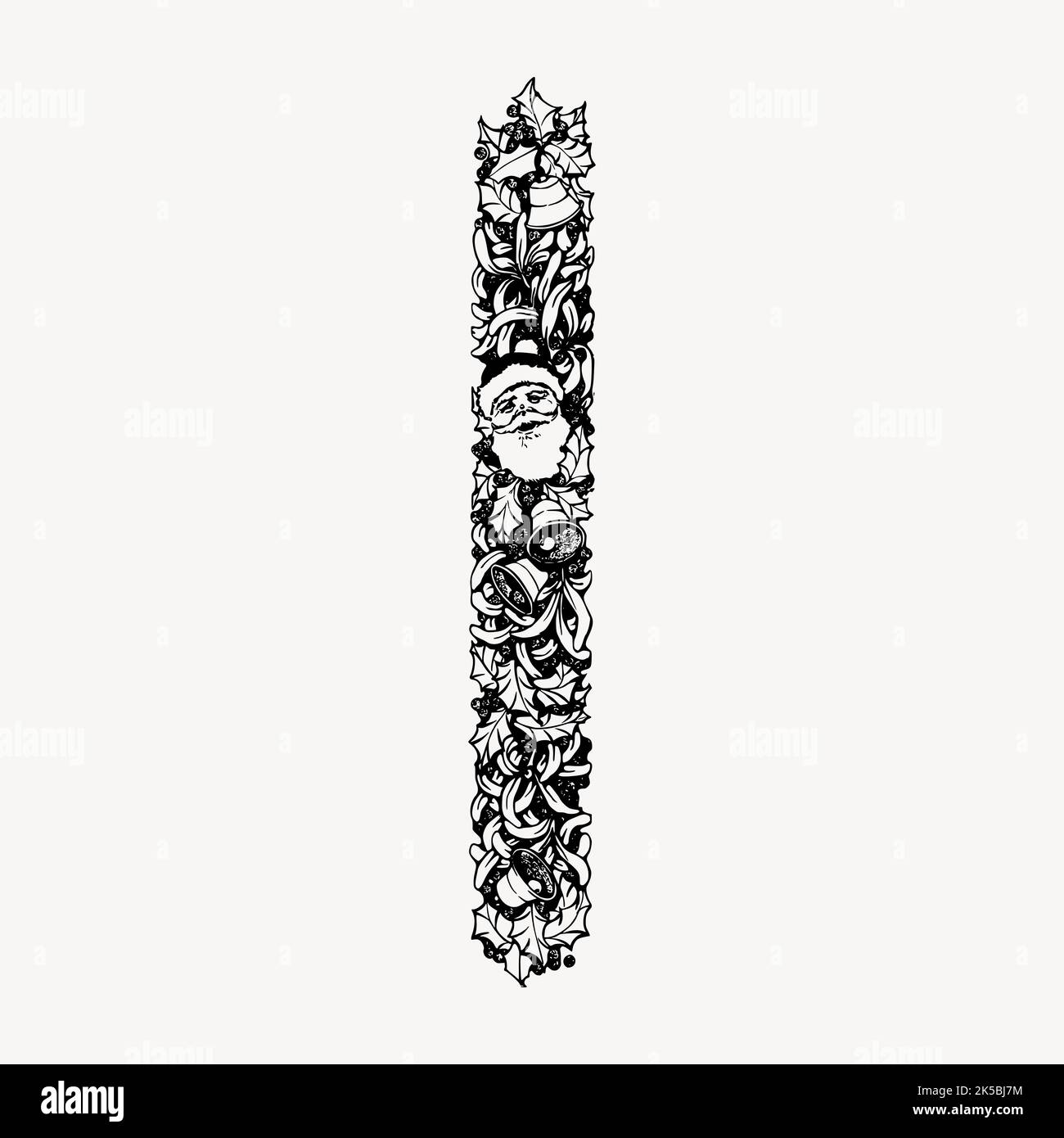 Christmas divider collage element, drawing illustration vector Stock ...