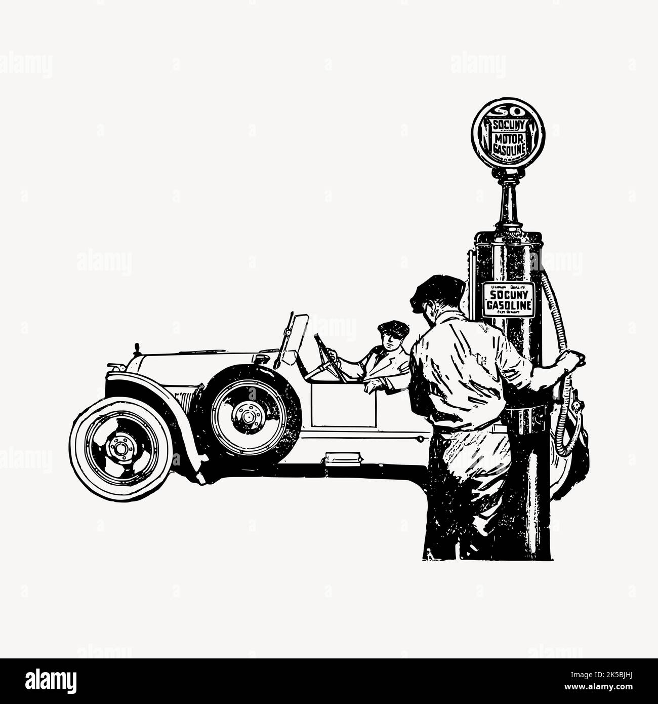 Gas station collage element, drawing illustration vector Stock Vector ...