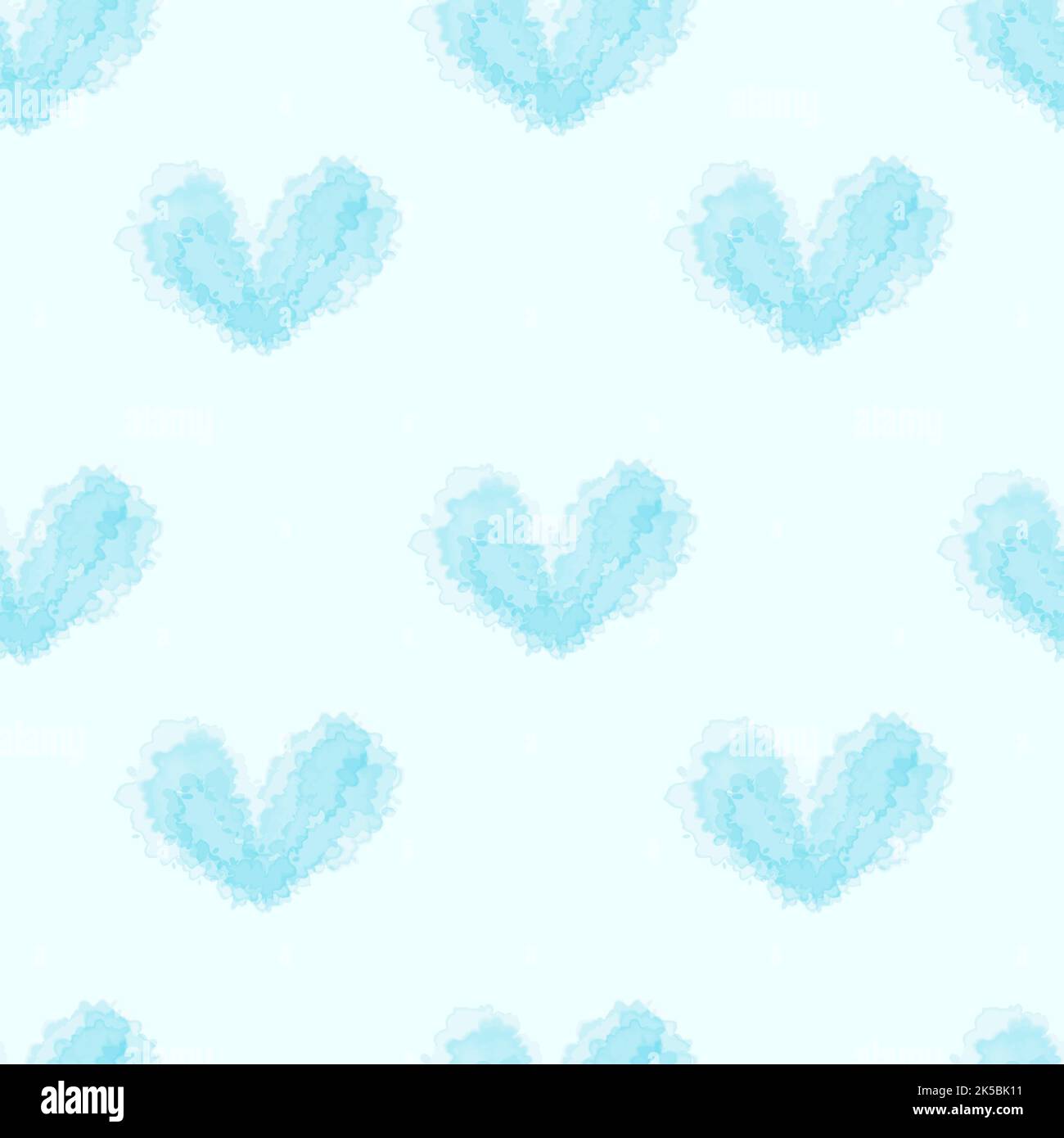 Watercolor hearts seamless background. blue watercolor heart pattern ...