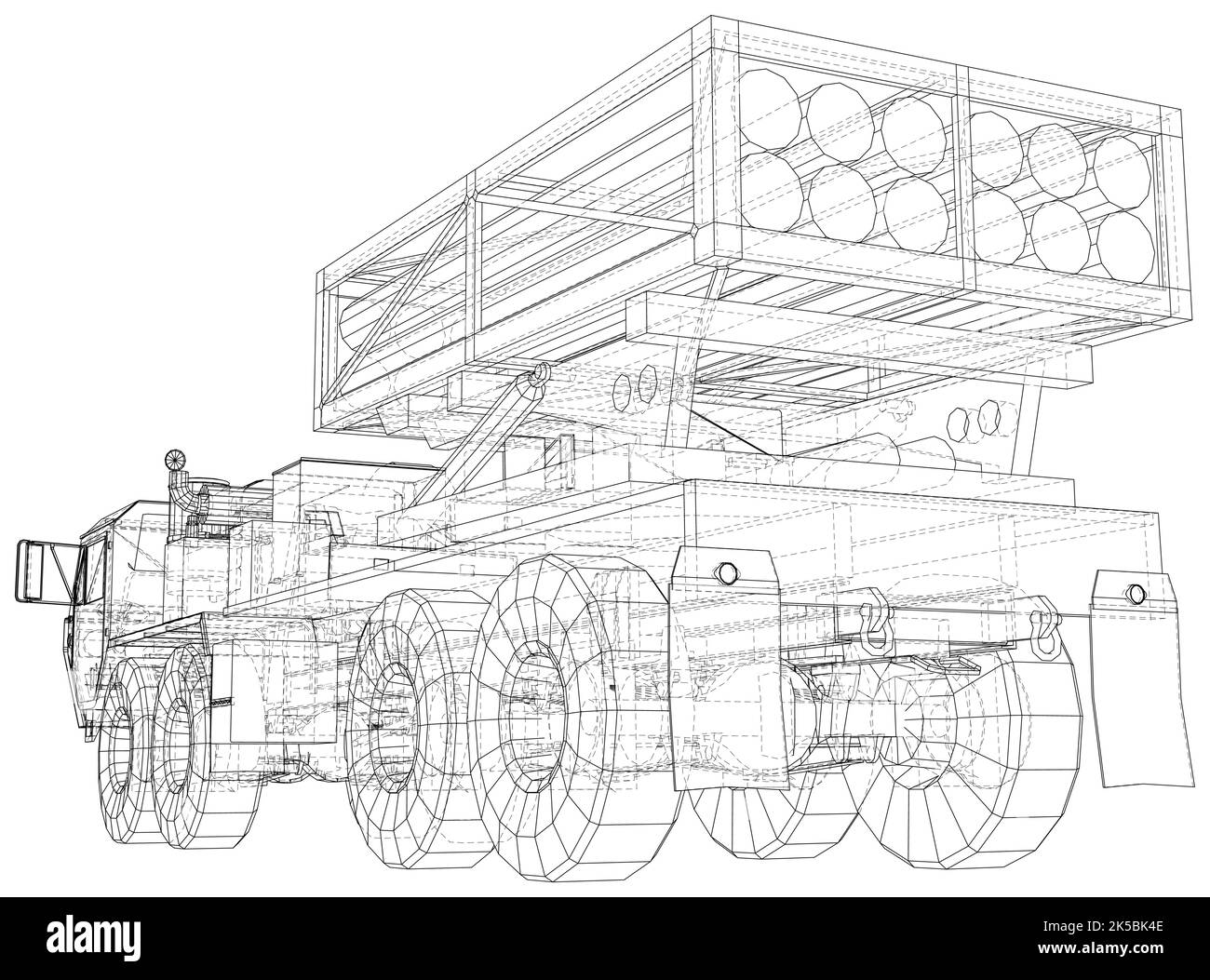 Mobile missile system. The layers of visible and invisible lines are ...