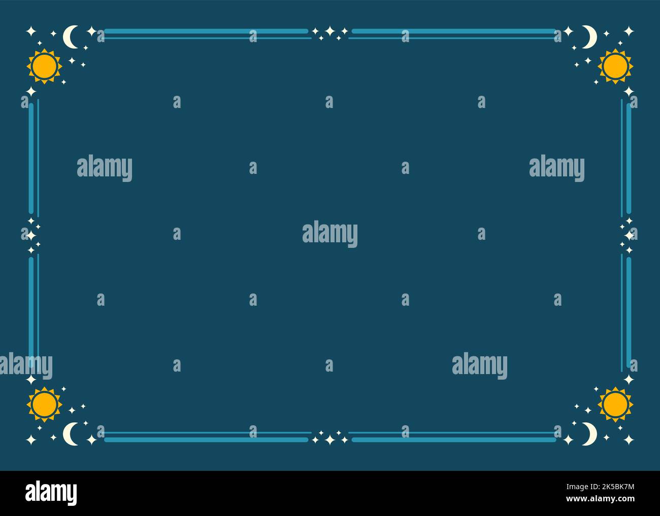 Elegant rectangular frame with sun, moon and stars. Festive design ...