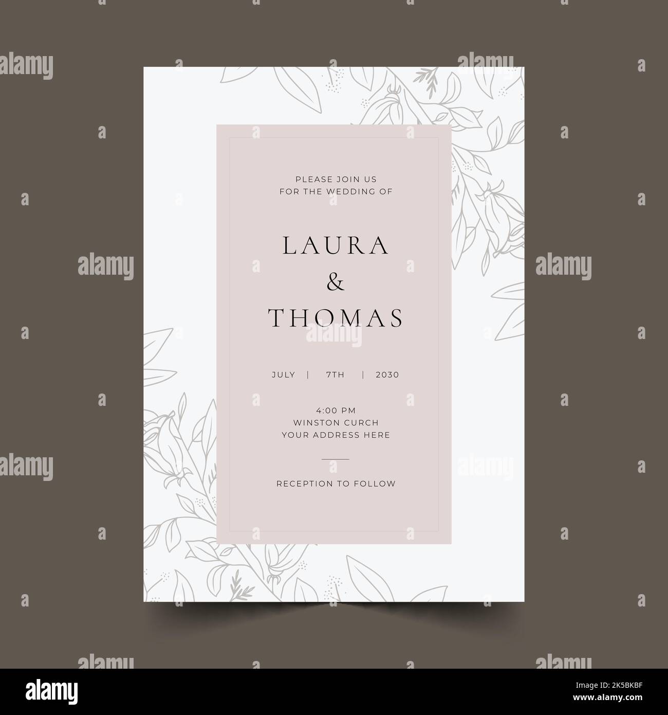 hand drawn minimalist wedding invitation vector design illustration ...