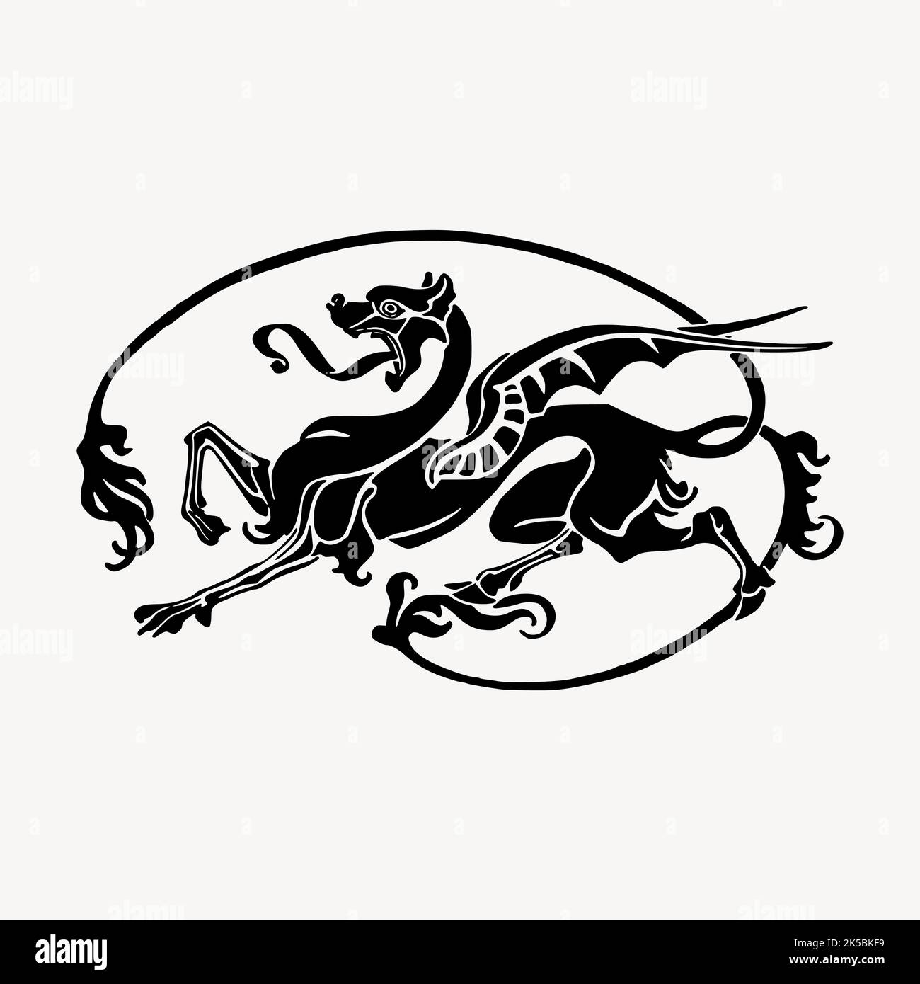 Mythological dragon drawing, illustration vector Stock Vector Image ...