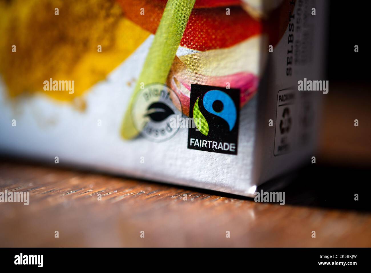 Bremen, Germany. 28th Sep, 2022. The Fairtrade seal is on food ...