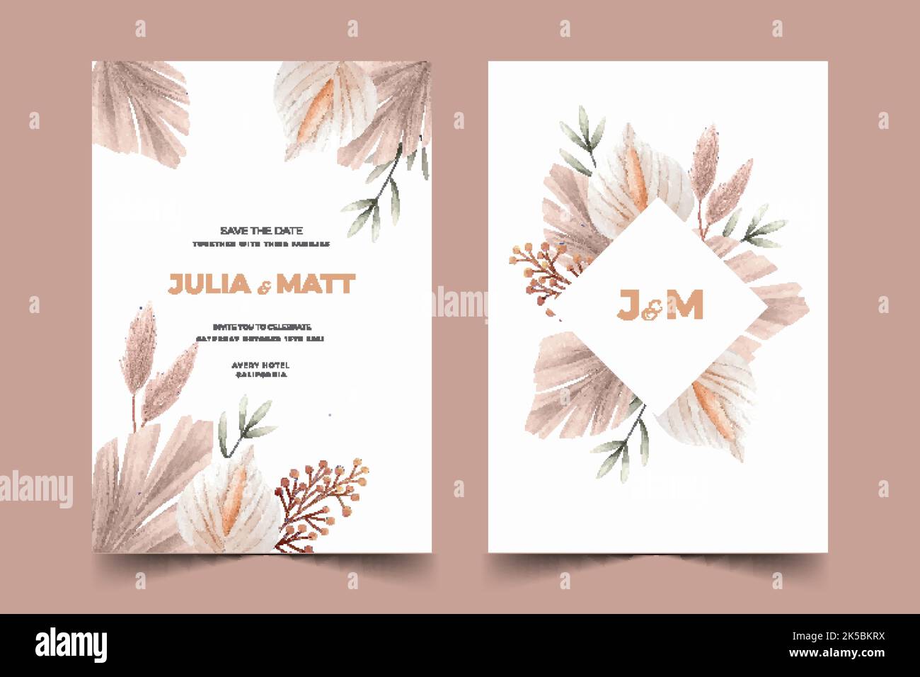 hand painted wedding invitation template vector design illustration ...