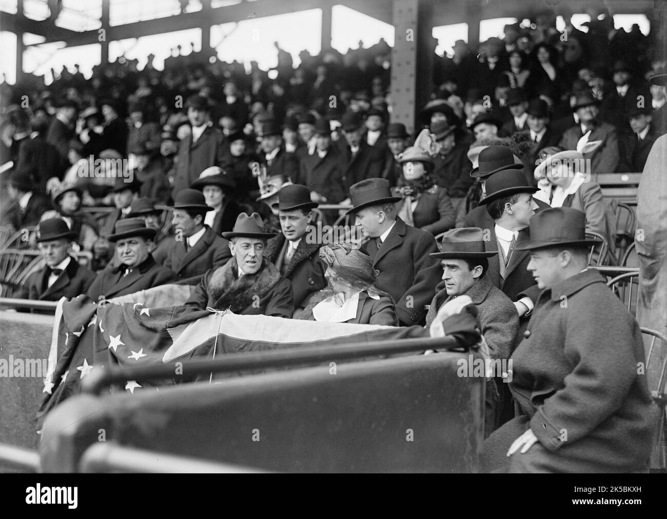 Baseball - Professional, Wilson At Game, 1913. US president in fur ...