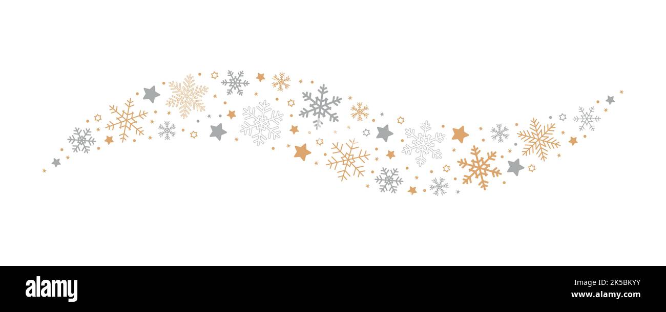 snowflakes and stars border isolated on white background Stock Vector ...